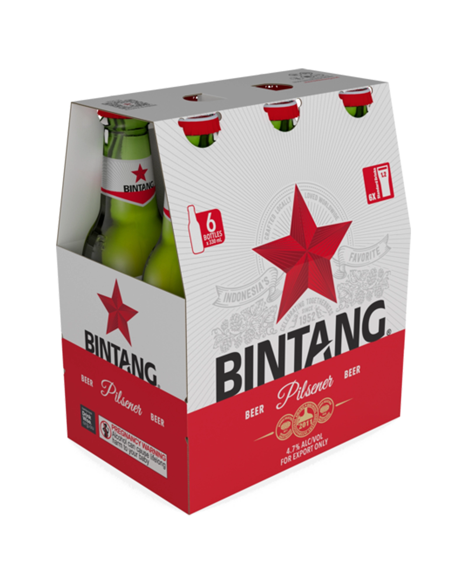 Bintang Beer Pint 330mL Cluster Pack of 6 – Atambah Bottle Shop